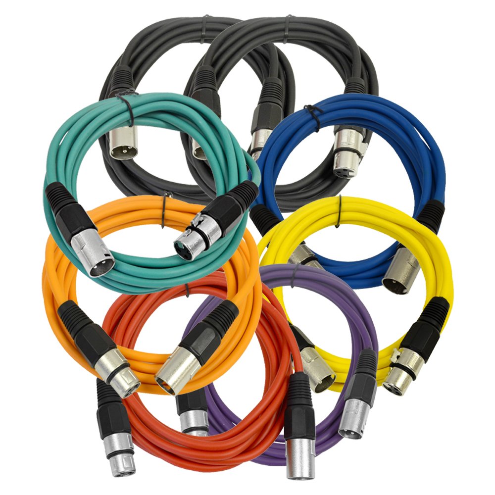 8 Pack | XLR Patch Cable | 10 Foot XLR Cable | Male XLR to Female XLR ...