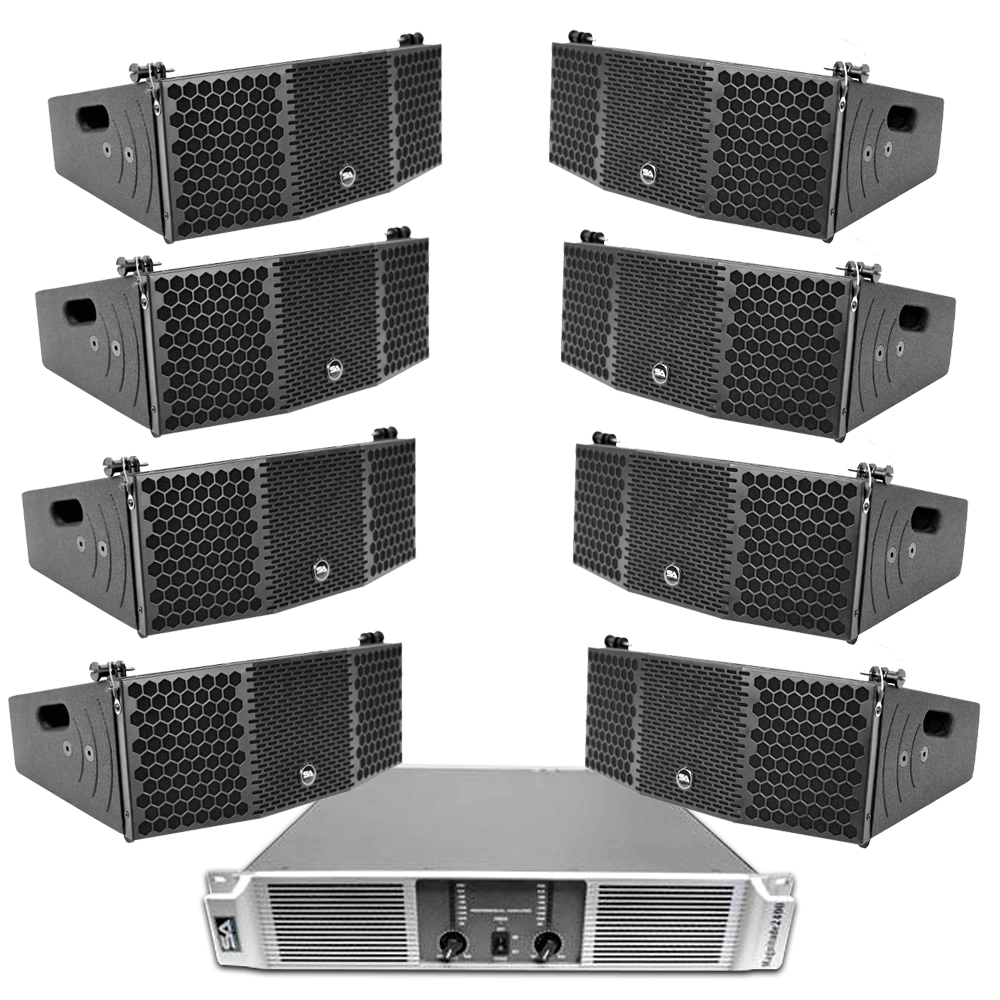 PA/DJ Pro Audio Package | 8 Compact Line Arrays | 2 Channel Power ...