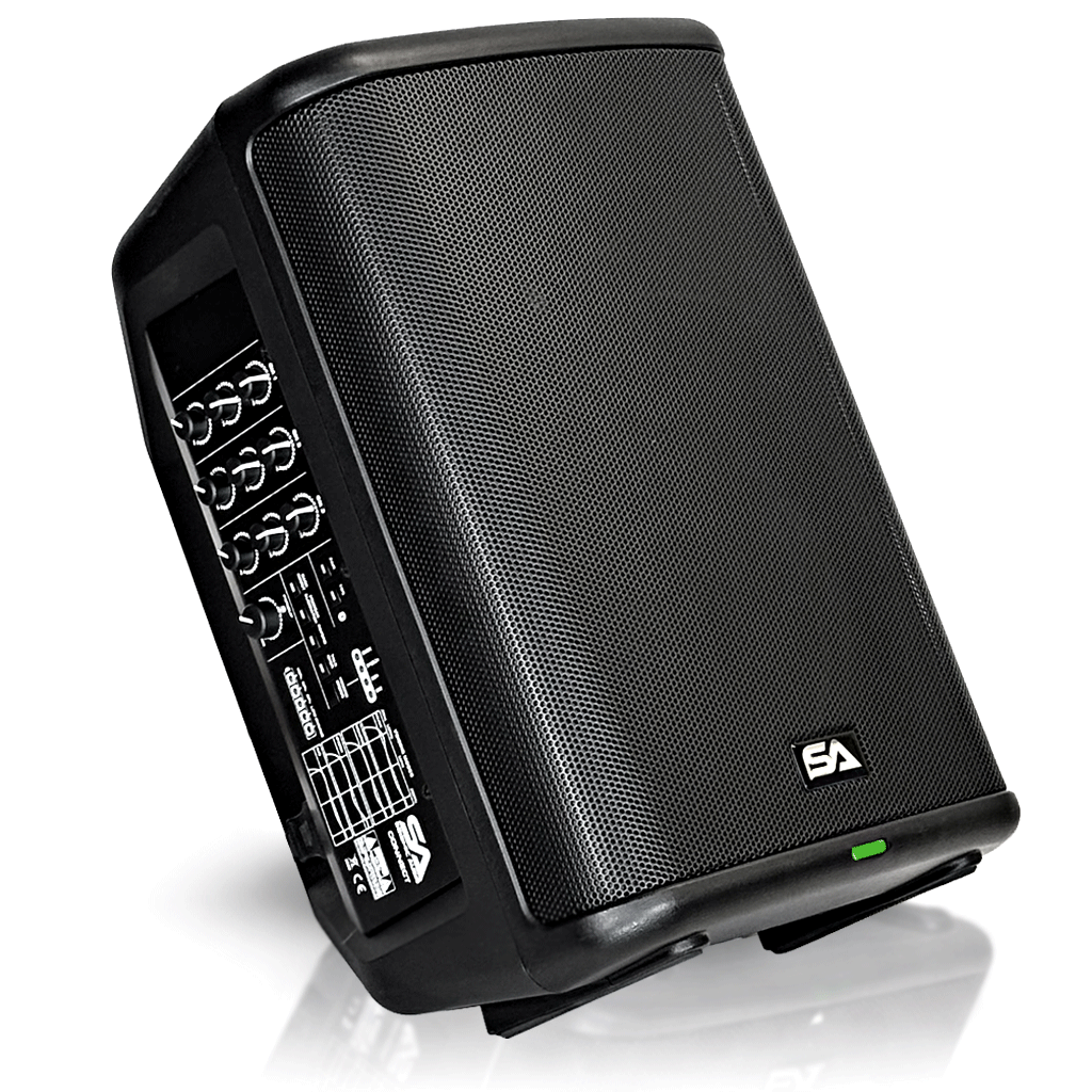 Powered 8 Inch Portable 2-Way Compact PA Speaker with Rechargeable ...
