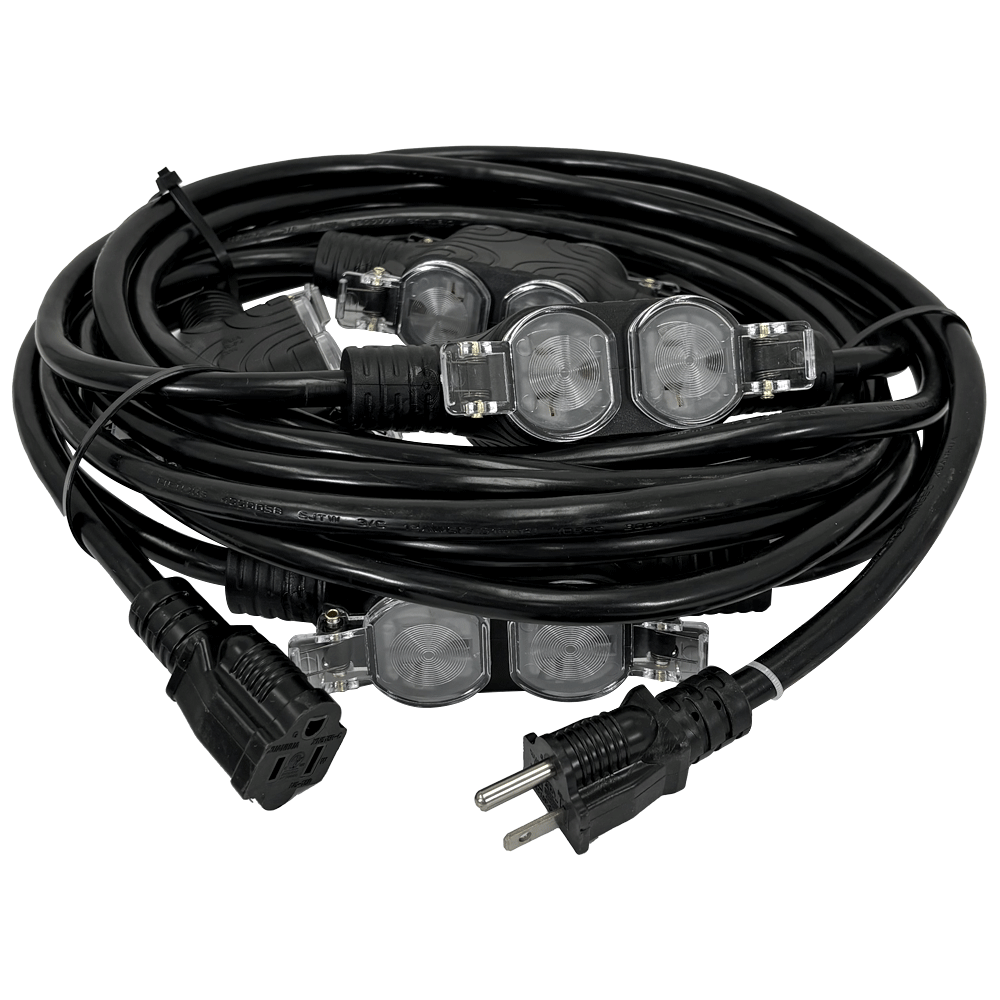 25 Foot Heavy Duty Extension Cord with 17 Outlets NEMA 5-15P Power Cord ...