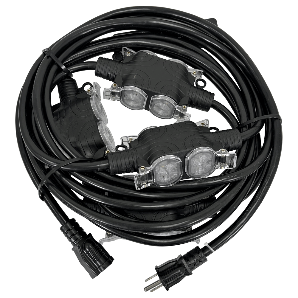25 Foot Heavy Duty Extension Cord with 17 Outlets NEMA 5-15P Power Cord ...