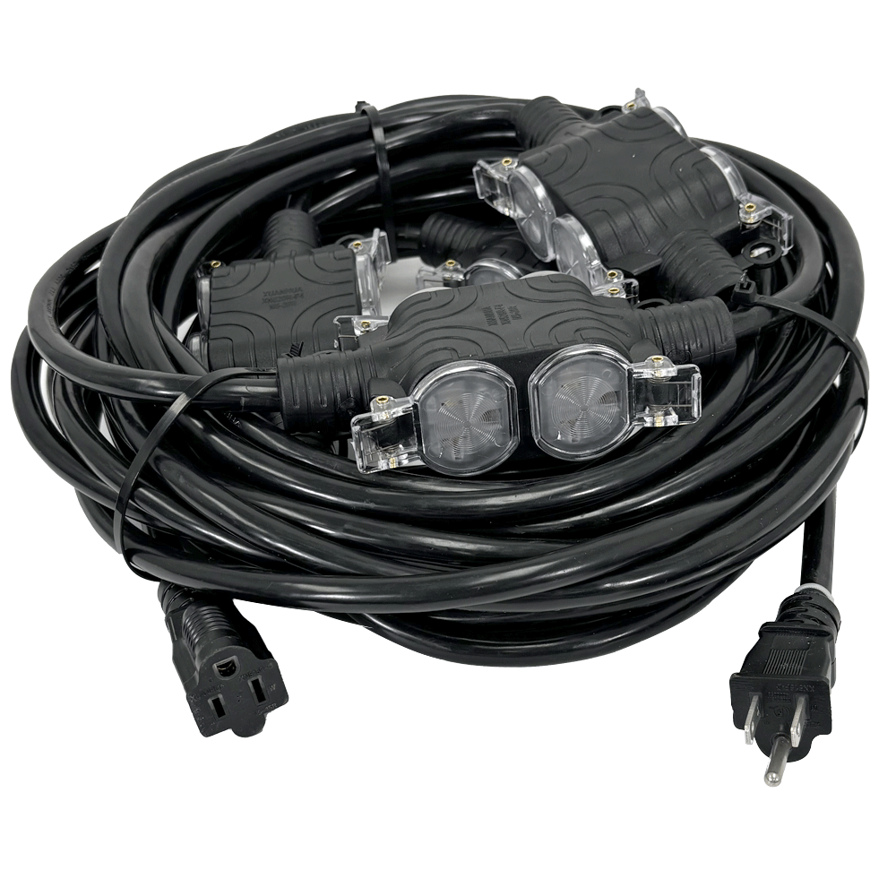 50 Foot Heavy Duty Extension Cord with 17 Outlets NEMA 5-15P Power Cord ...