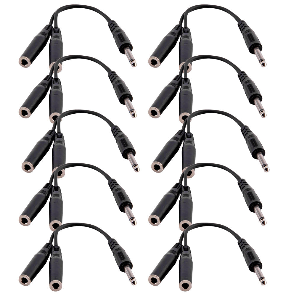 10 Pack of 6 Inch 1/4 Inch Male to Dual 1/4 Inch Female Mono Y Splitter ...