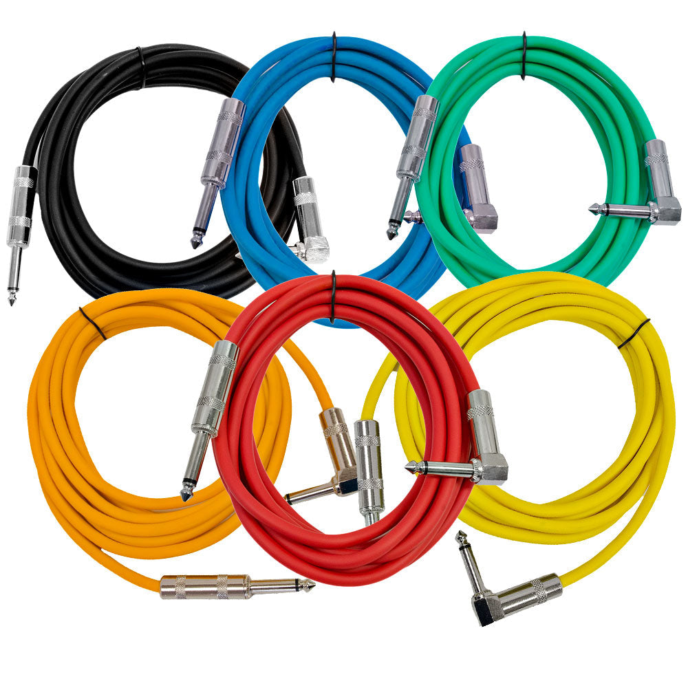 10 Foot Multi-Color Right Angle Guitar Cables | Seismic Audio