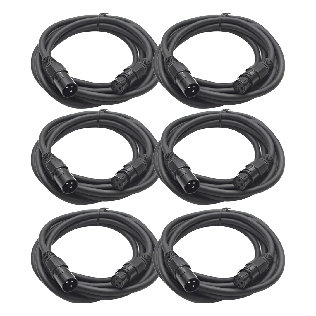 6 Pack of Microphone Cables | XLR Mic Cords | 12 Feet – Seismic Audio