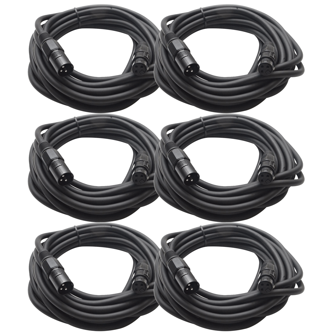 6 Pack of Microphone Cables | XLR Mic Cords | 20 Feet – Seismic Audio
