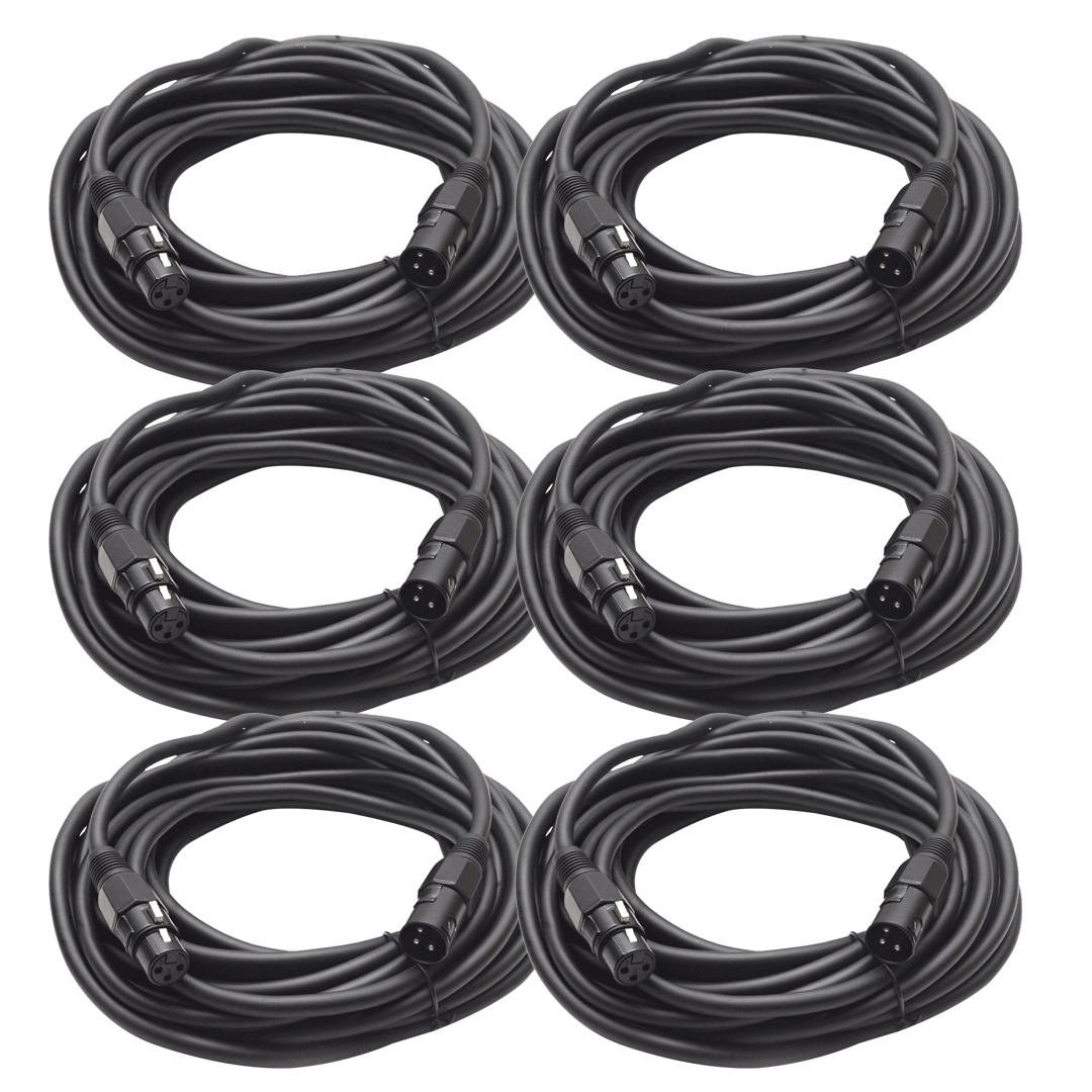 6 Pack of 30 Foot XLR Microphone Cables | XLR Mic Cords | Mic Cables ...