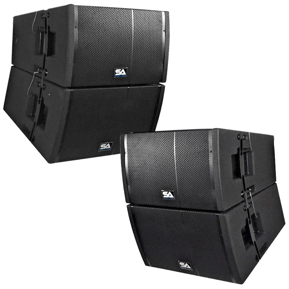 Four Powered 12 Inch Line Array Speakers with Dual Compression Drivers ...
