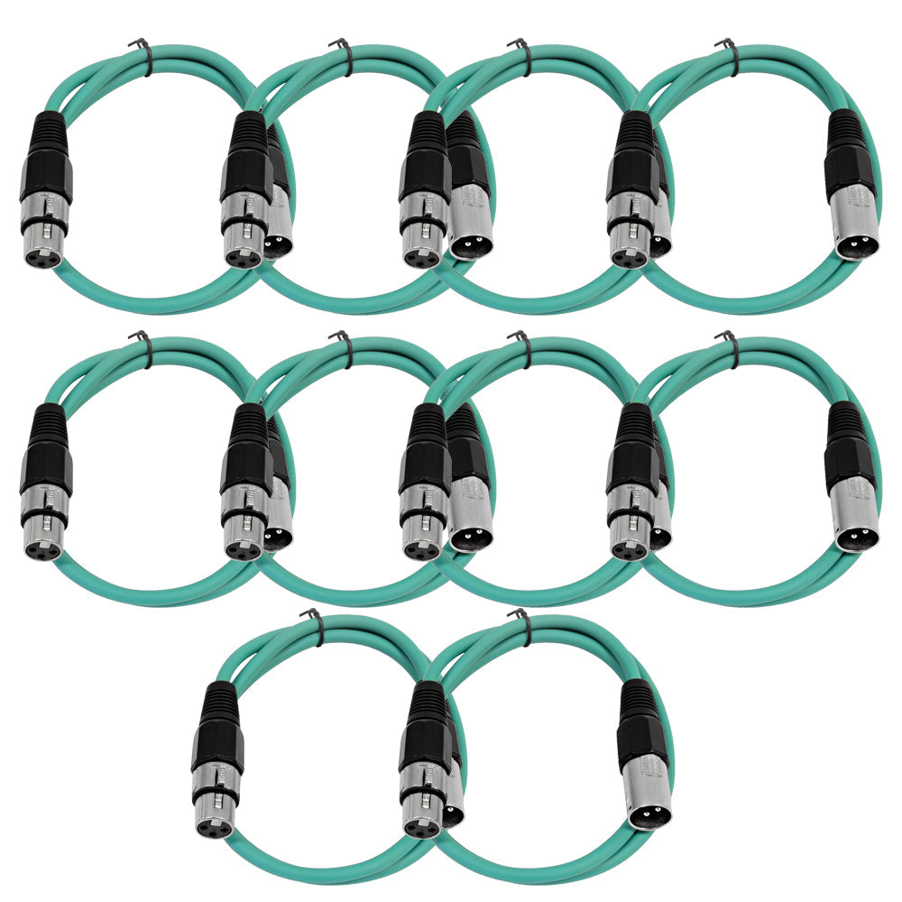 10 Pack XLR Patch Cable | 2 Foot XLR Cable | Male XLR to Female XLR ...