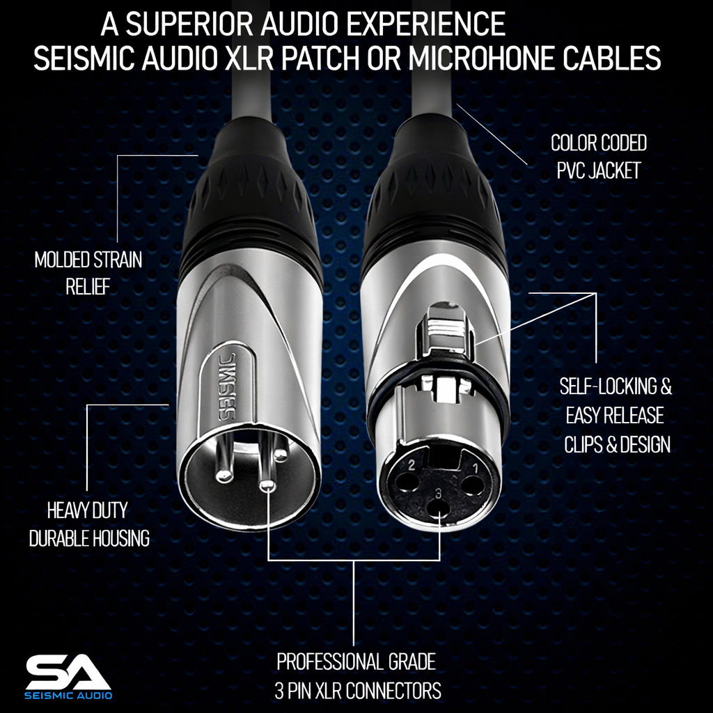 6 Pack 25 Foot XLR Microphone Cable | Male to Female Multi Colors XLR ...