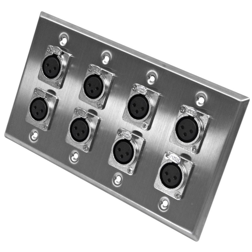 4 Gang XLR Female Wall Panel | 8 XLR Female Connectors | Wall Panel for ...