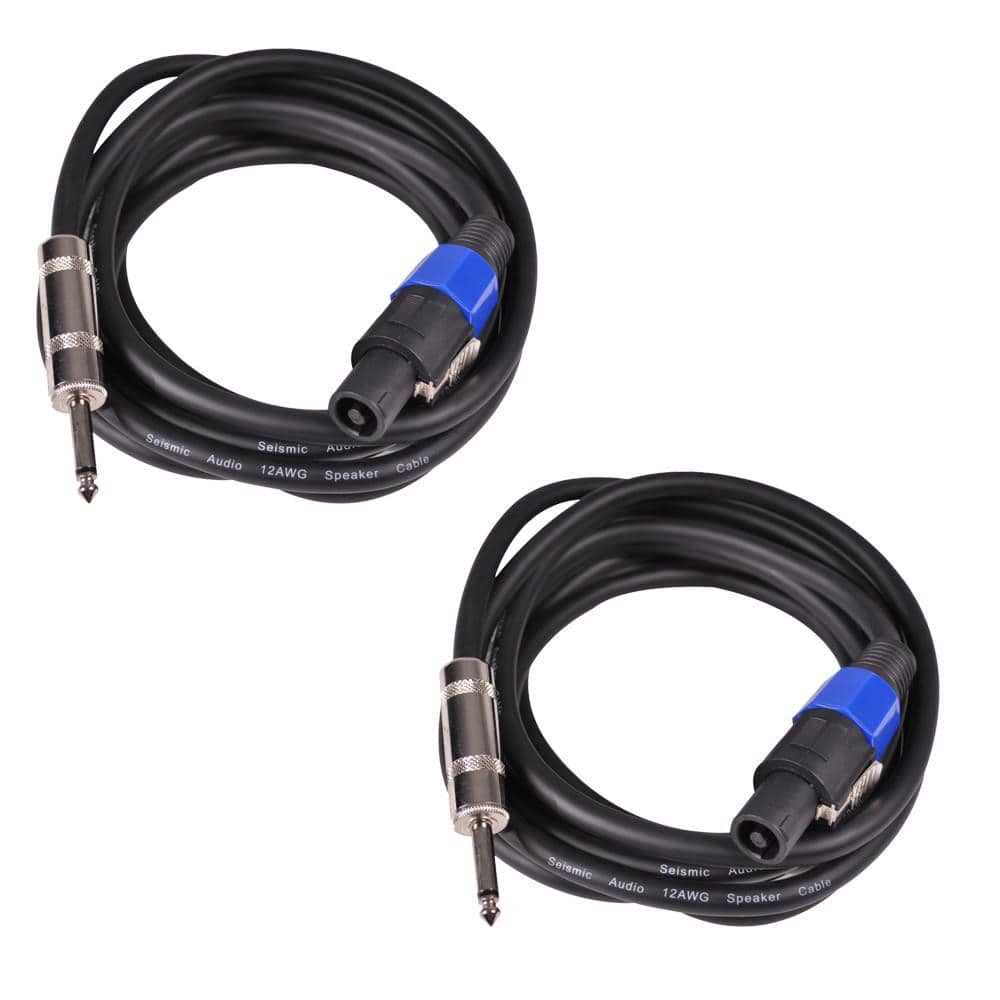 Pair of 12 Gauge Speakon to 1/4" Speaker Cables - 15 Feet | Seismic Audio