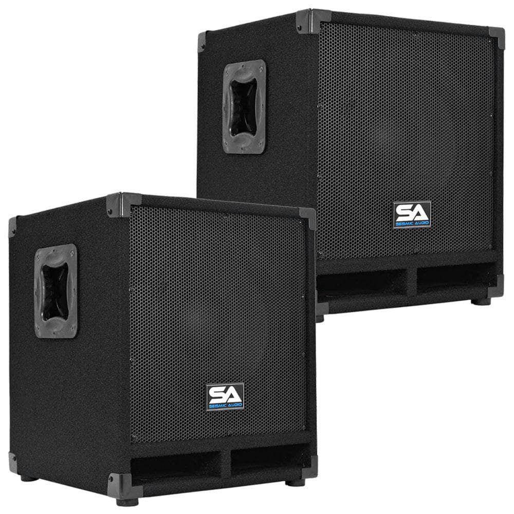 Pair Of Powered 12 Inch Subwoofer Bass Cabinets Active 15 Inch